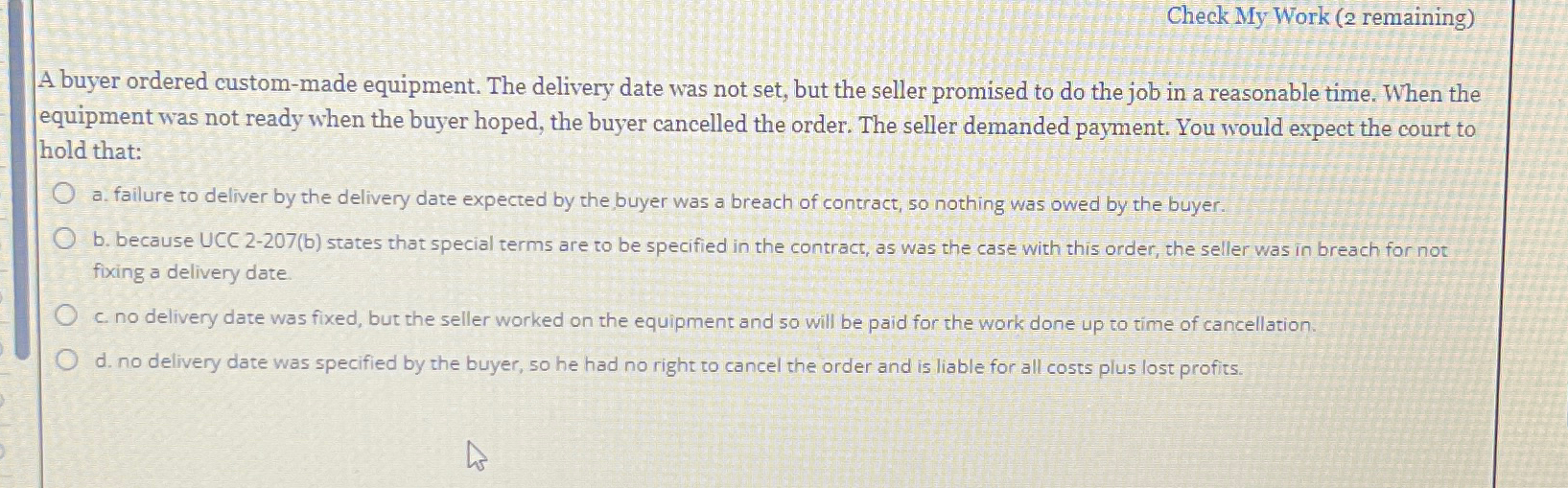 Solved Check My Work (2 ﻿remaining)A buyer ordered | Chegg.com