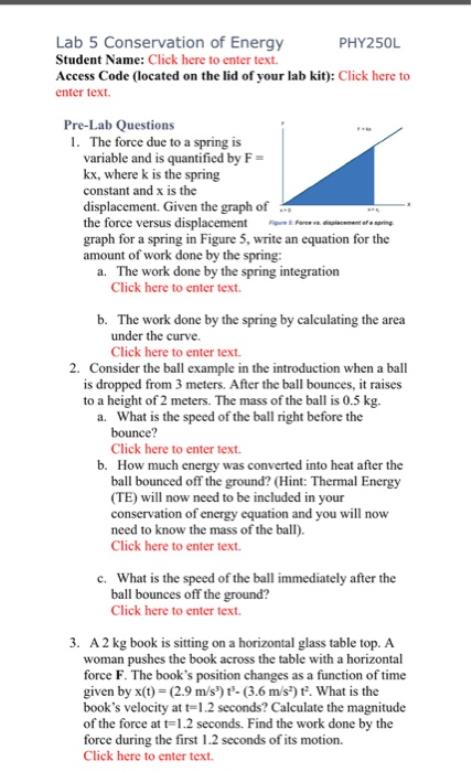 Solved: Lab 5 Conservation Of Energy PHY250L Student Name:... | Chegg.com