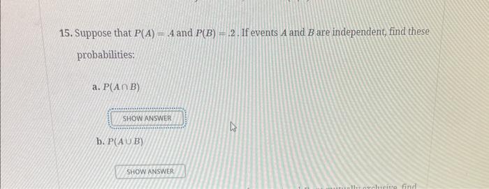 Solved (Section 4.4 exercises) For problem 1 part b find P(A | Chegg.com