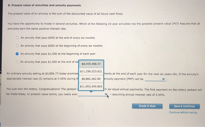 8. Present value of annuities and annuity payments | Chegg.com