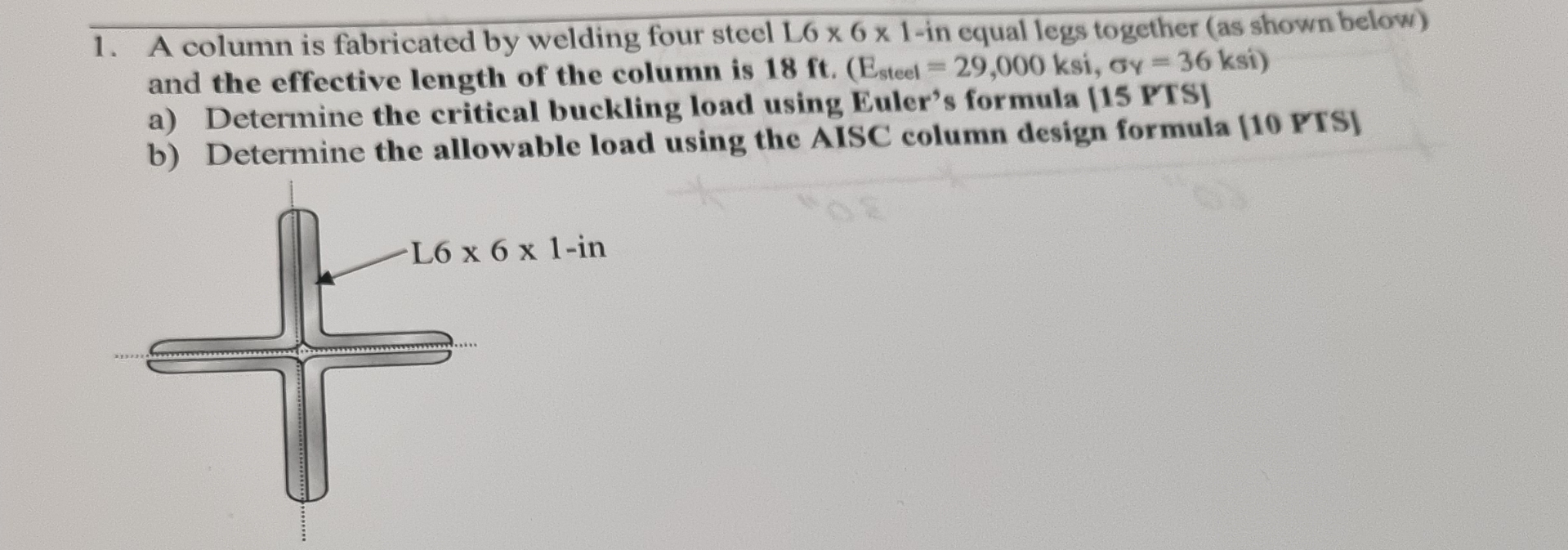 Solved A column is fabricated by welding four steel | Chegg.com