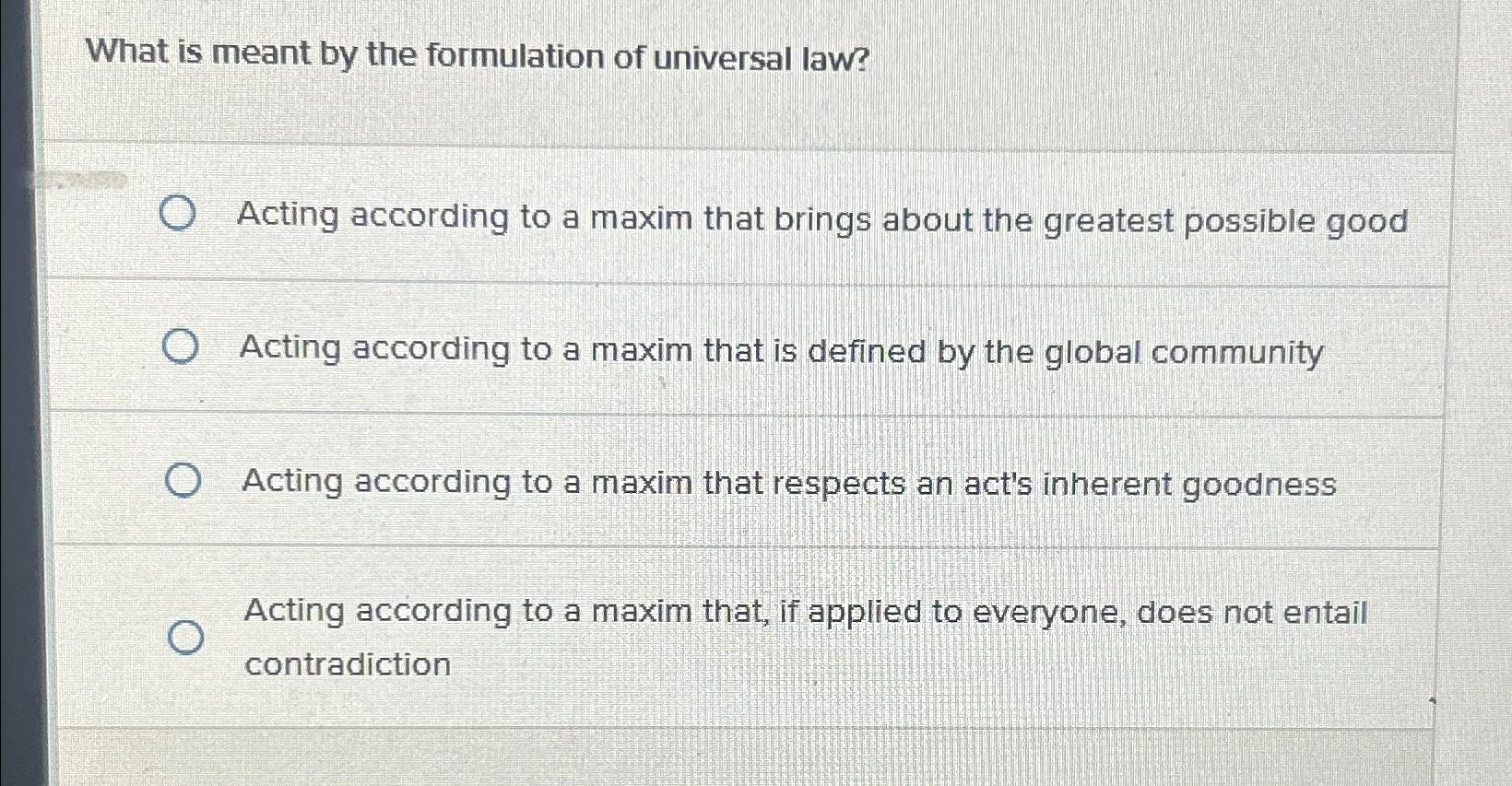 Solved What is meant by the formulation of universal | Chegg.com