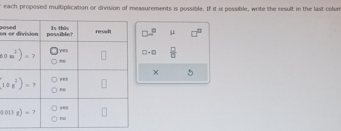 Solved each proposed multiplication or division of | Chegg.com