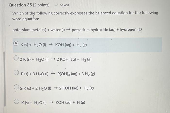 Solved Question 35 (2 points) Saved Which of the following | Chegg.com