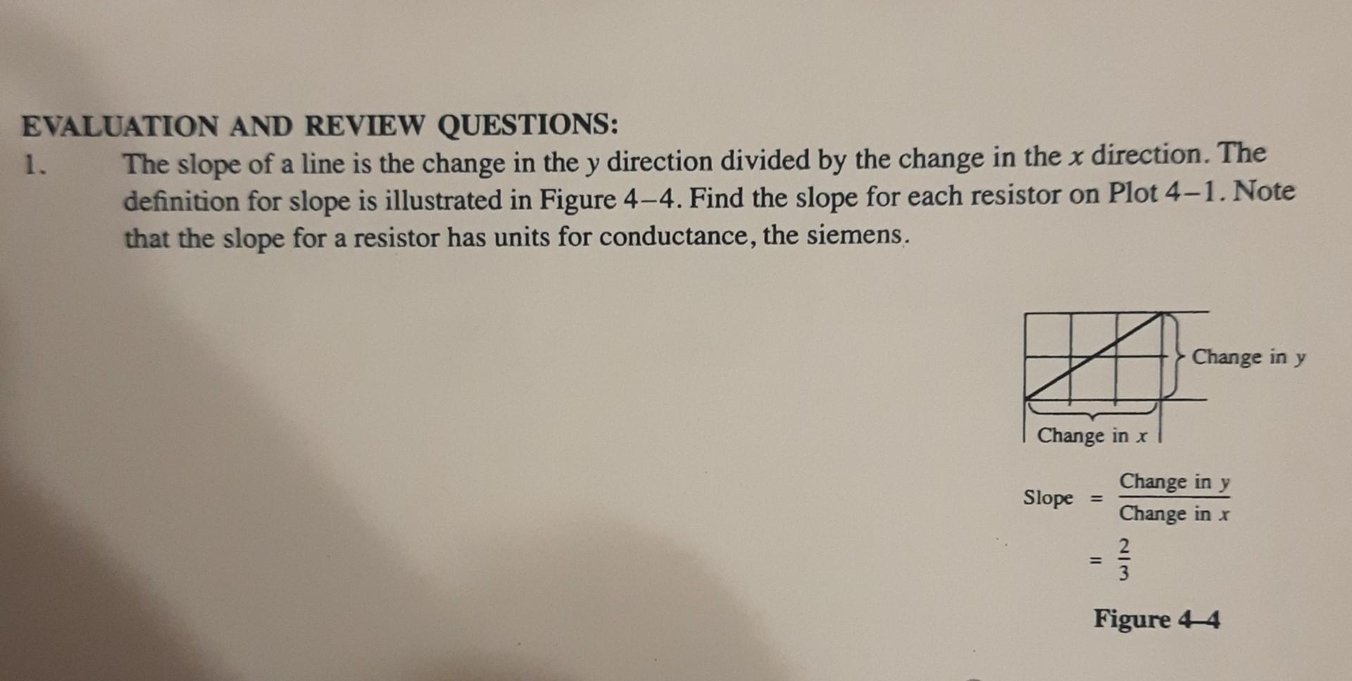 EVALUATION AND REVIEW QUESTIONS: 1. The slope of a | Chegg.com