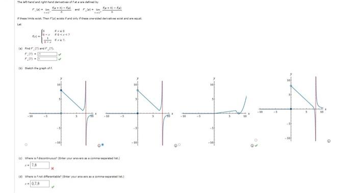 Solved The let hend and nget hand derivabiva of if at a ase | Chegg.com