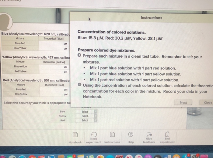 Solved Instructions Concentration of colored solutions. | Chegg.com