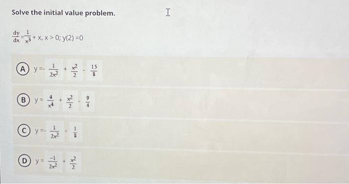 Solved solve the initial value problemdy/dx = 1/x^3 + x, | Chegg.com