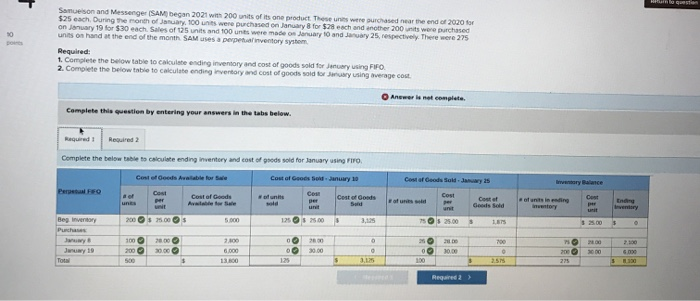 Solved HRn to questen Samuelson and Messenger (SAM) began | Chegg.com