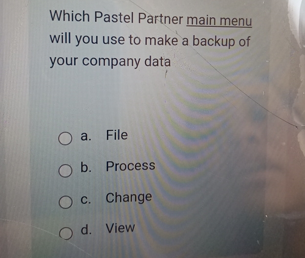 Solved Which Pastel Partner main menu will you use to make a | Chegg.com