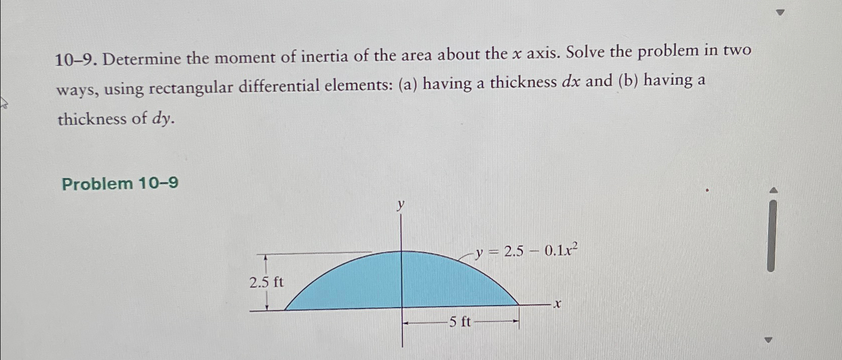 Solved 10-9. ﻿Determine the moment of inertia of the area | Chegg.com