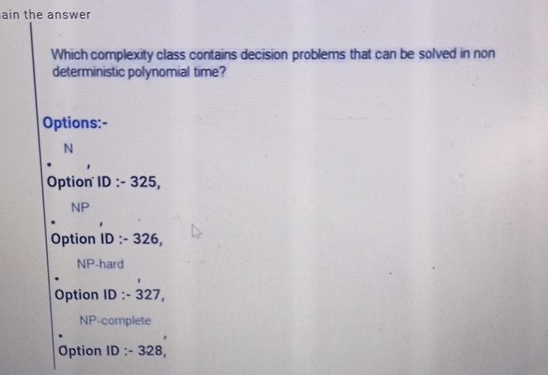 Solved ain the answerWhich complexity class contains | Chegg.com