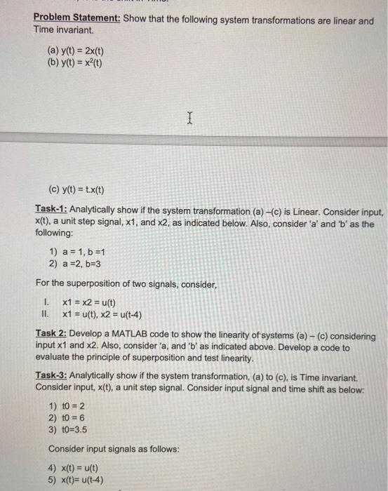 Solved Problem Statement: Show that the following system | Chegg.com