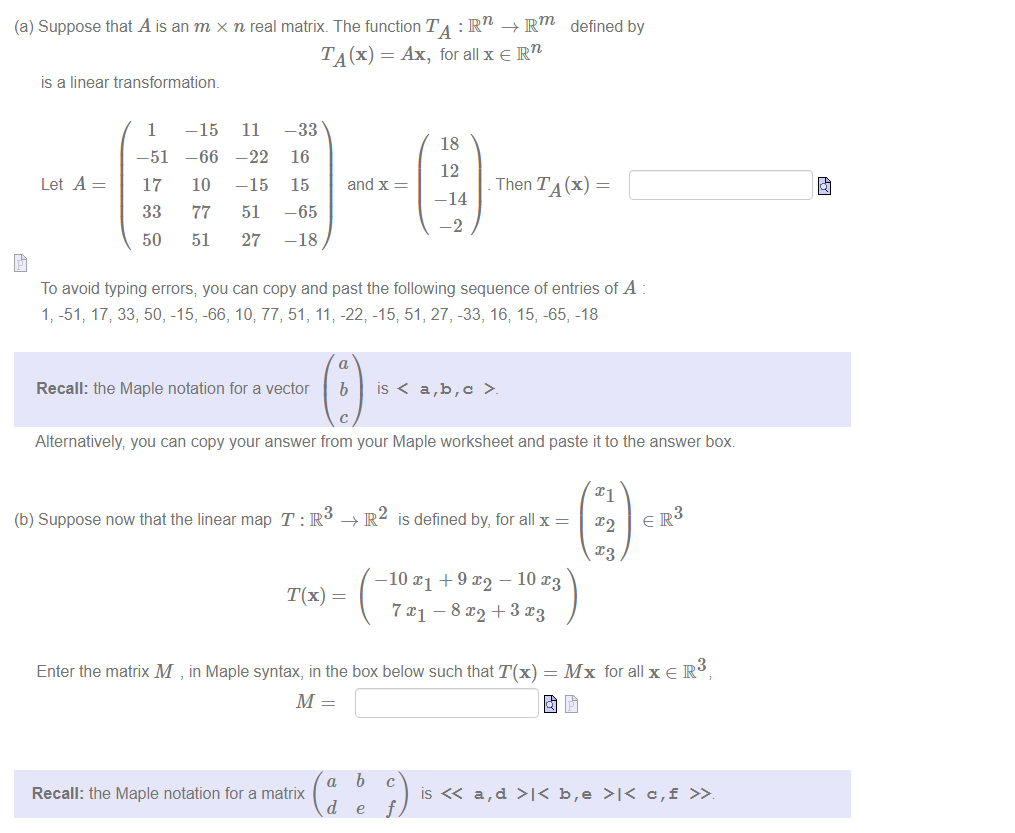 Solved (a) ﻿Suppose that A ﻿is an m×n ﻿real matrix. The | Chegg.com