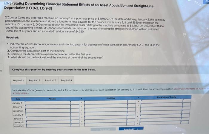 Solved E9-3 (Static) Determining Financial Statement Effects | Chegg.com