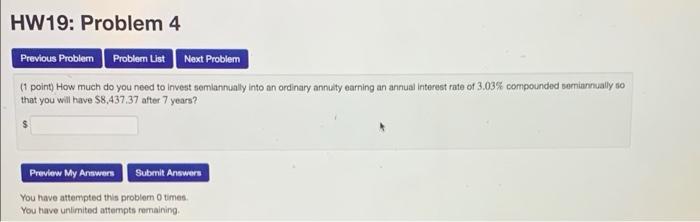 Solved HW19: Problem 4 Previous Problem Problem List Nest | Chegg.com