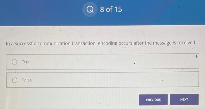 Q 8 of 15 8 In a successful communication | Chegg.com