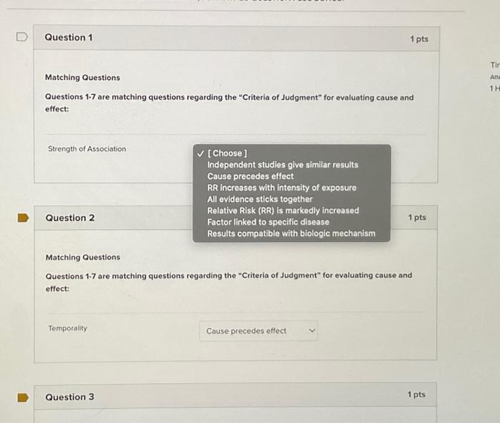 Matching Questions Questions 1.7 are matching | Chegg.com