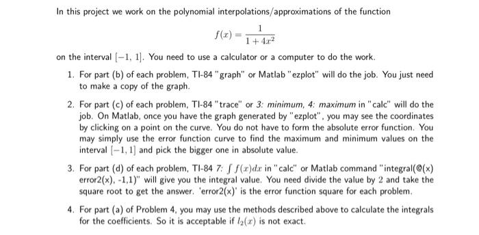In this project we work on the polynomial | Chegg.com