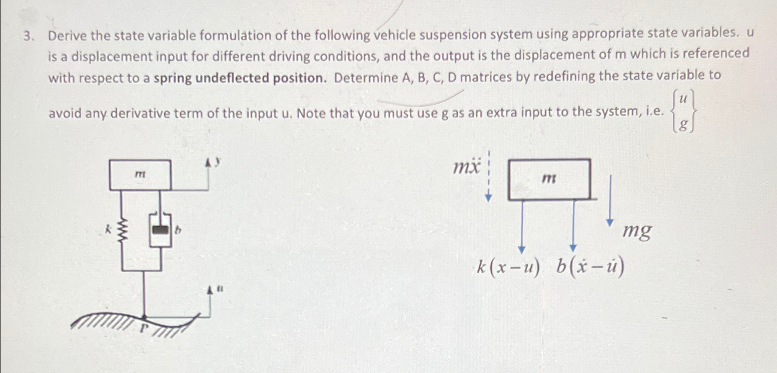 Solved Derive the state variable formulation of the | Chegg.com