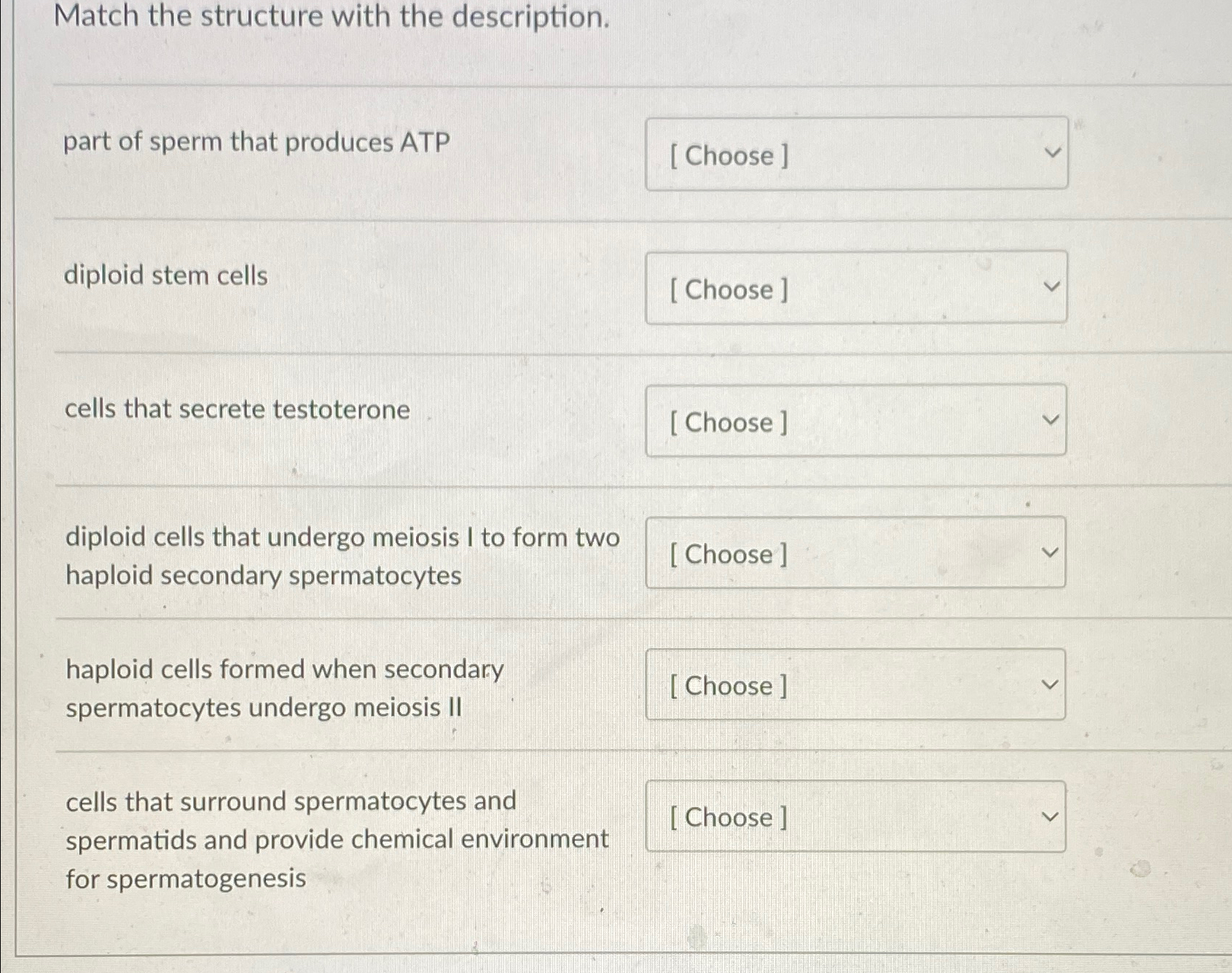 Solved Match the structure with the description.part of | Chegg.com