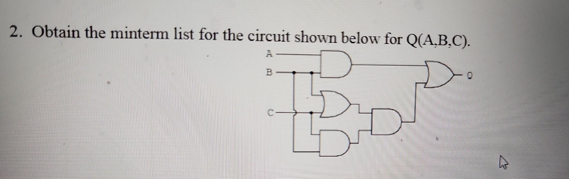 Solved 2. Obtain the minterm list for the circuit shown | Chegg.com