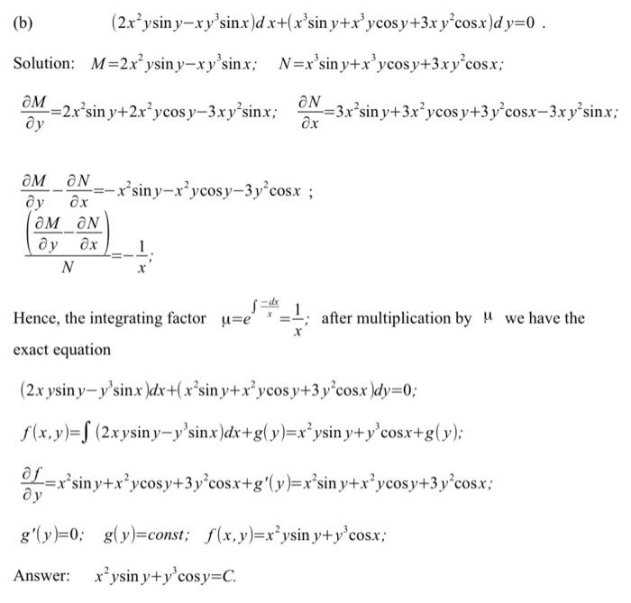 Solved Please explain why dM/dy and dN/dx is different in | Chegg.com