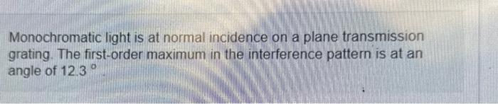 Solved Monochromatic light is at normal incidence on a plane | Chegg.com