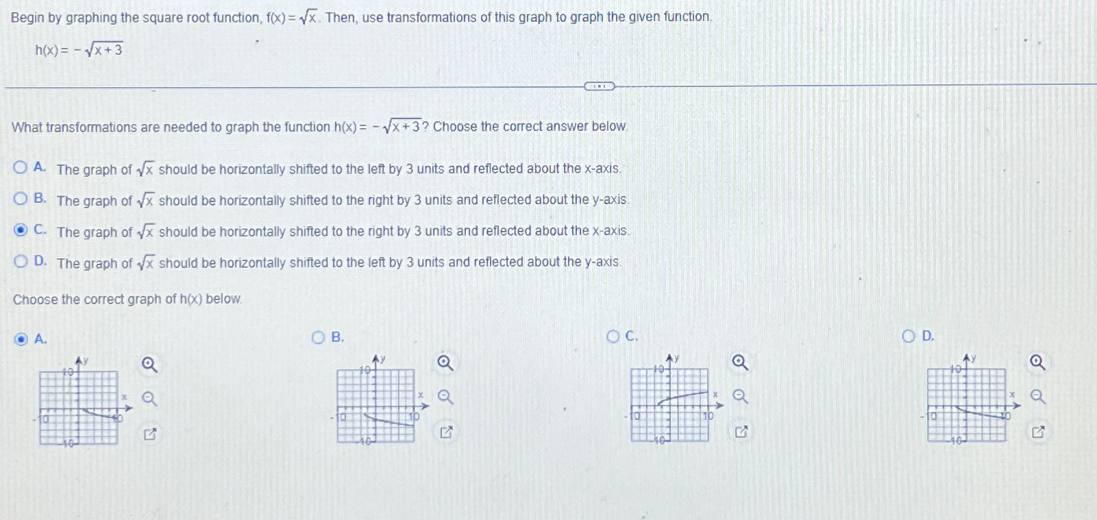 Solved Begin by graphing the square root function, f(x)=x2. | Chegg.com
