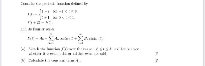 Solved Consider the periodic function defined by 10-11-4 for | Chegg.com