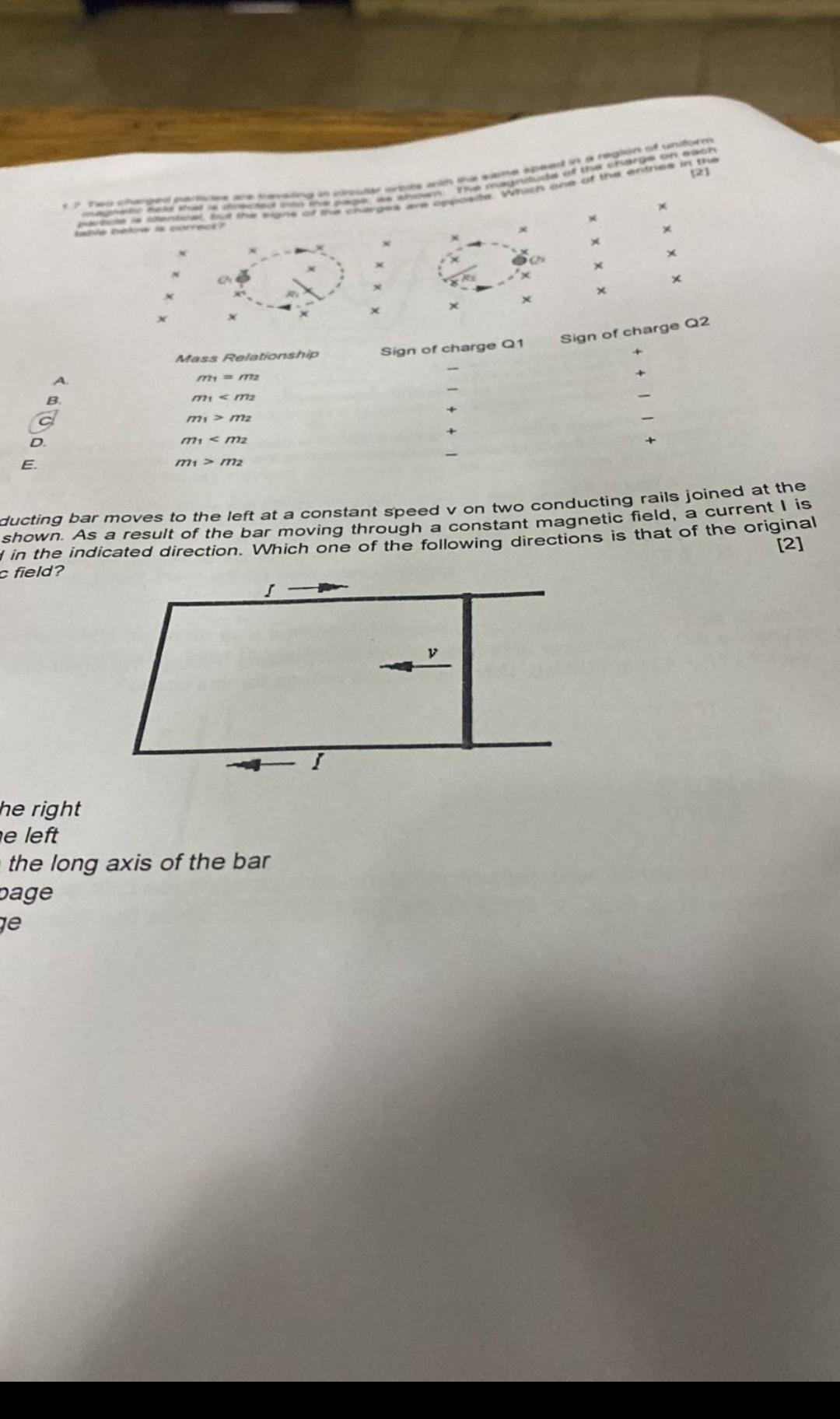 ducting bar moves to the left at a constant speed v | Chegg.com