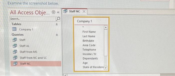 Solved Examine the screenshot below. The Stait NC Query is | Chegg.com