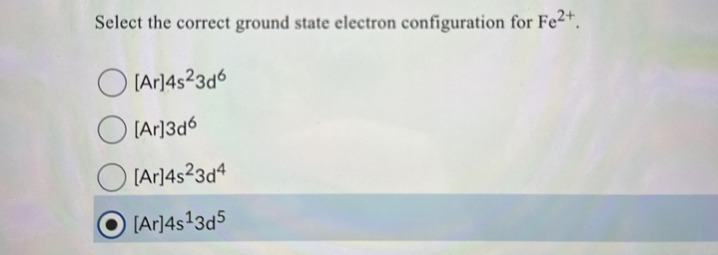 Solved Select the correct ground state electron | Chegg.com