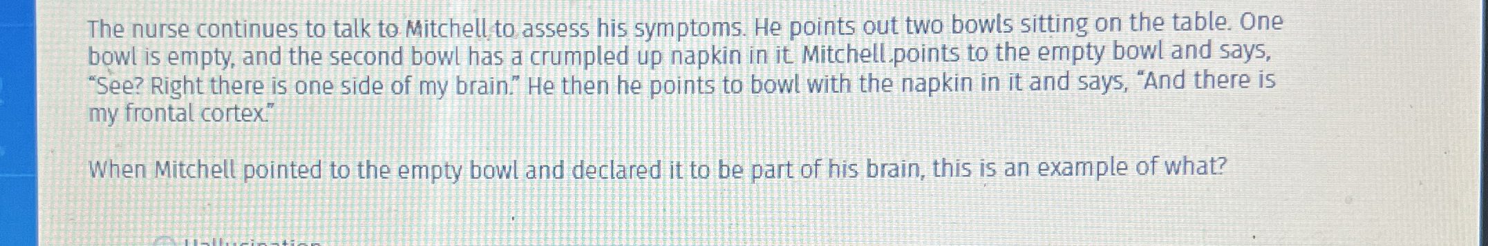Solved The nurse continues to talk to Mitchell, to assess | Chegg.com