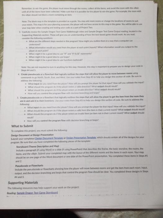 Solved module 5: project one sample dragon text game | Chegg.com