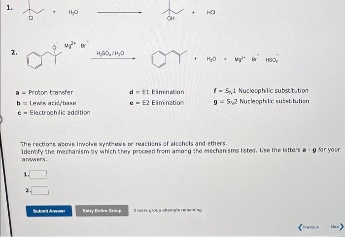Solved 1. Ho 0 + HCI 후 OH Mg2+ Br 2. 2 H2SO4/H,0 + H2O + | Chegg.com