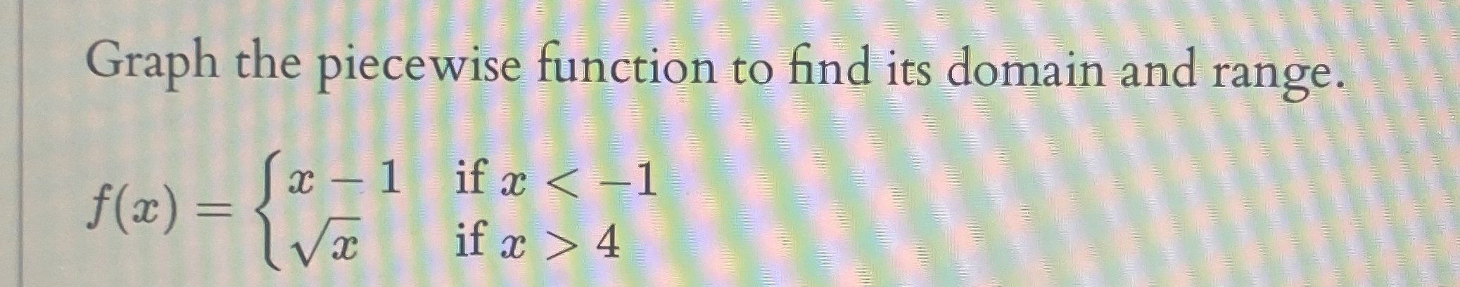 Solved Graph the piecewise function to find its domain and | Chegg.com