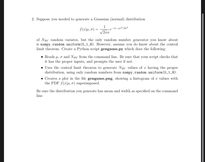 Solved Suppose you needed to generate a Gaussian (normal) | Chegg.com