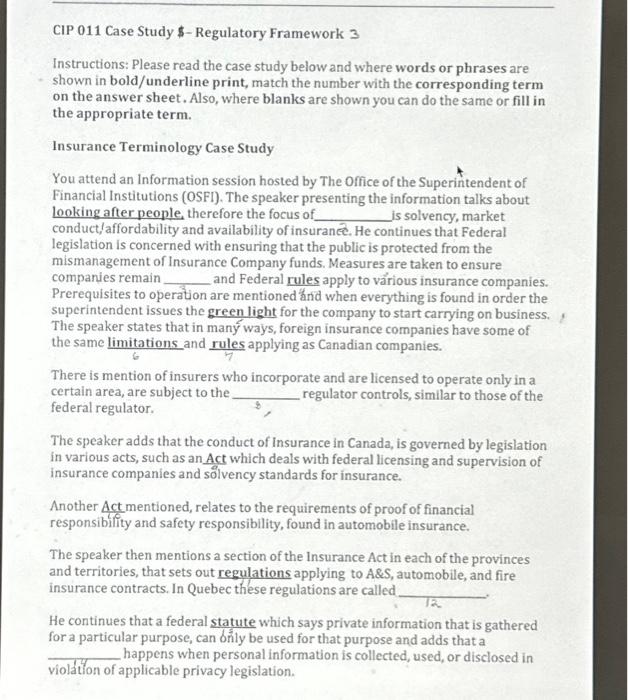 Solved CIP 011 Case Study \$-Regulatory Framework 3 | Chegg.com