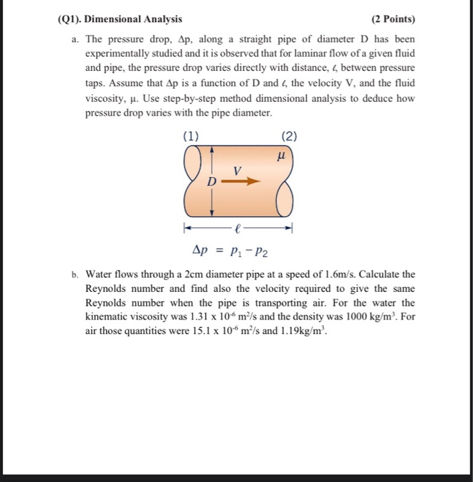 Solved (Q1). Dimensional Analysis (2 Points) a. The pressure | Chegg.com