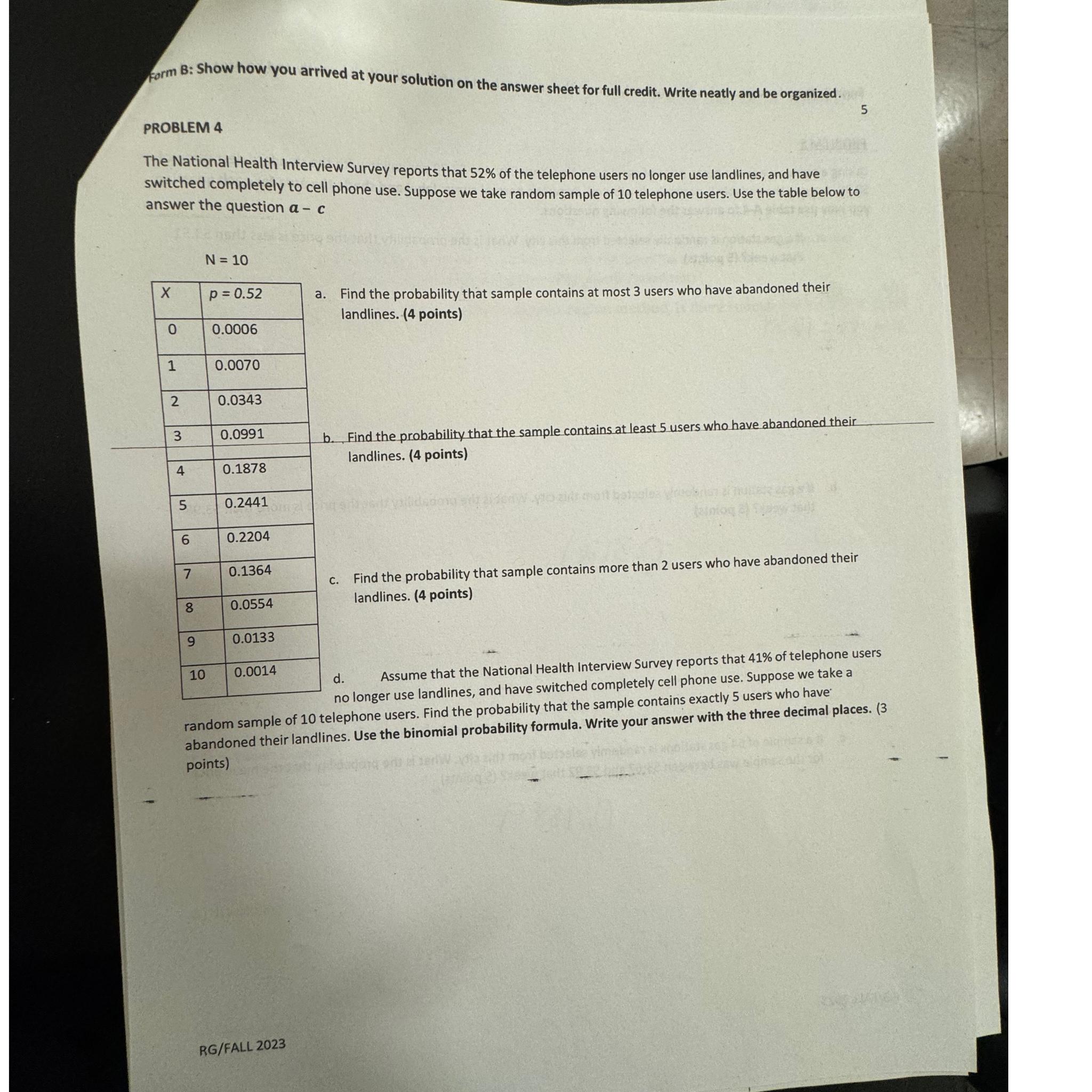 Solved form B: Show how you arrived at your solution on the | Chegg.com