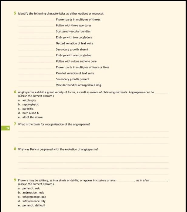 Solved 5 Identify the following characteristics as either | Chegg.com
