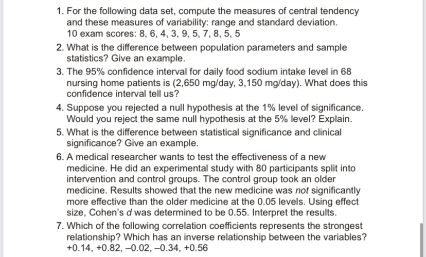 Solved For the following data set, compute the measures of | Chegg.com