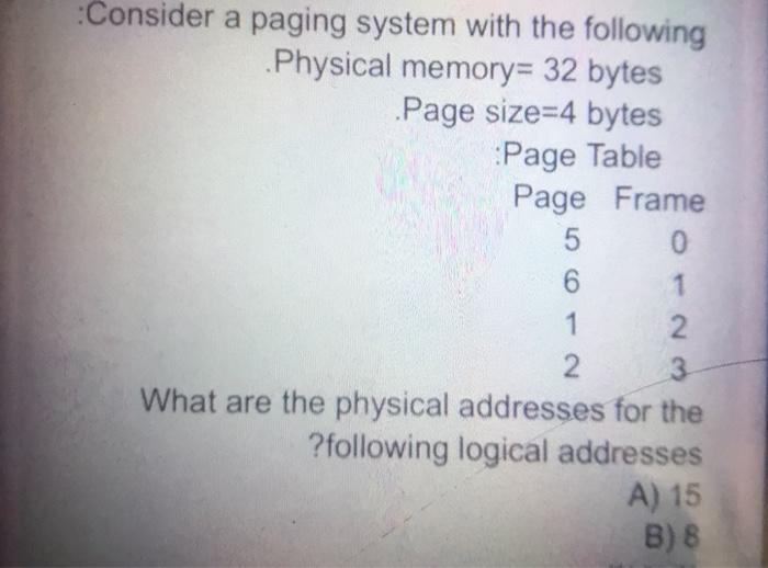 Solved Consider a paging system with the page table stored | Chegg.com