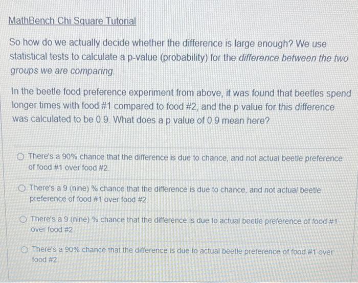 Solved MathBench Chi Square Tutorial According to the lookup | Chegg.com