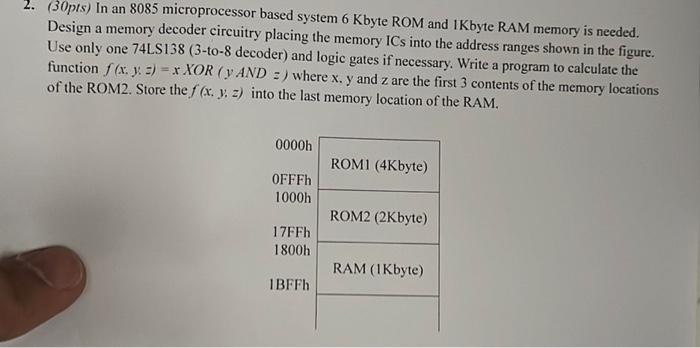 Solved (30pts) In an 8085 microprocessor based system 6 | Chegg.com