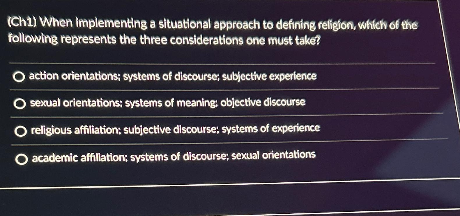 Solved (Ch1) ﻿When implementing a situational approach to | Chegg.com
