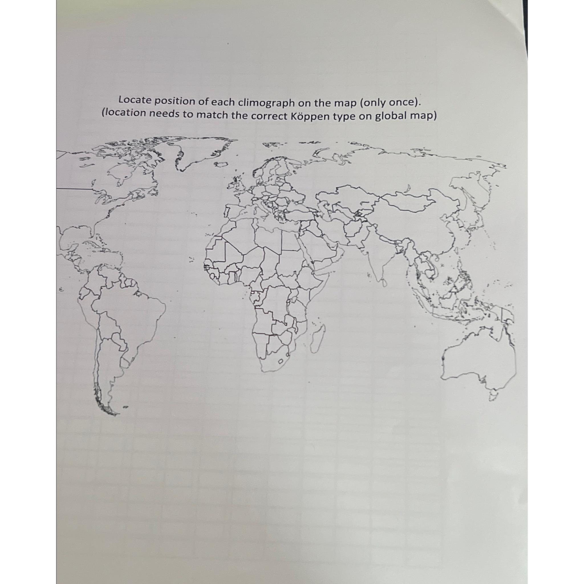 Solved Locate position of each climograph on the map (only | Chegg.com