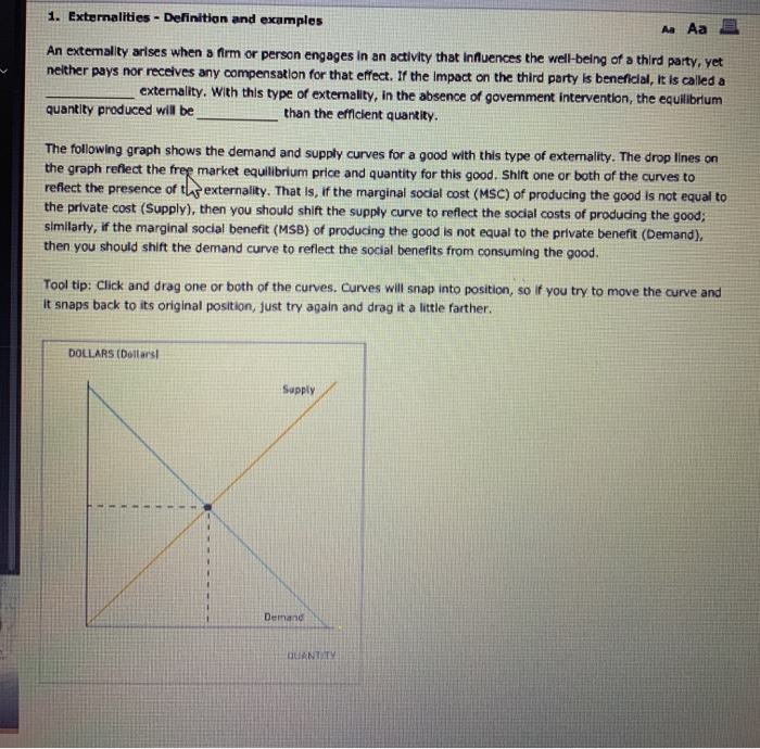 Solved 1. Externalities - Definition and examples Aa Aa E An | Chegg.com