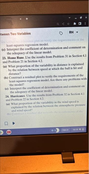 least-squares regression model. (c) Interpret the | Chegg.com least-squares regression model. (c) Interpret the | Chegg.com